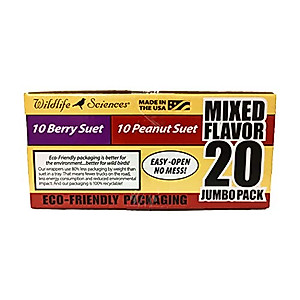 Suet Cake Jumbo Mixed 20 Pack | 10 Peanut & 10 Berry 10.5 oz. Suet Cakes for Wild Birds