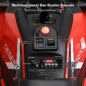 Costzon Kids ATV, 12V Battery Powered Electric Vehicle w/Safety Belt, LED Light, Music, Horn, 2 Speeds, USB/ MP3/TF, Treaded Tires, Ride on Car 4 Wheeler Quad for Boy & Girl Gift, Ride on ATV (Red)