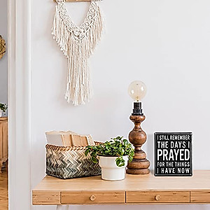 Classic Box Sign Wooden Box Sign Black White Box Sign Decorative Letters Wood Box Plaque for Shelf Living Room Bathroom Laundry Decor (The Days I Prayed)