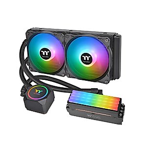 Thermaltake Floe RC240, AMD (AM5/AM4) / Intel (LGA 1700/1200), TT RGB Plus Software/Motherboard Sync ARGB Controlled, 240mm PWM All-in-One CPU & Memory Liquid Cooler CL-W271-PL12SW-A