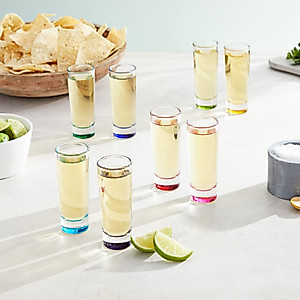 Juvale 24 Pack 2 oz Colorful Shot Glasses Bulk Set for Tequila, Whiskey, Vodka, Liqueurs, 8 Rainbow Colors