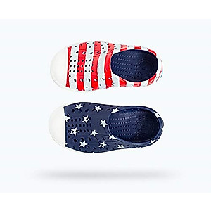 Native Shoes Baby Jefferson Print Child Sneaker, Regatta Blue/Shell White/Stars/Stripes, 4 Medium US Toddler