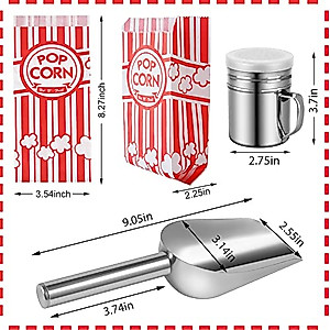 Essenya 202 PCS Popcorn Bags with Popcorn Scoop and Salt Shaker,1 oz Small Pop Corn Bags Popcorn Bags Individual Servings for Popcorn Machine Supplies Party Movie Night Theater (Simple, 202 PCS)