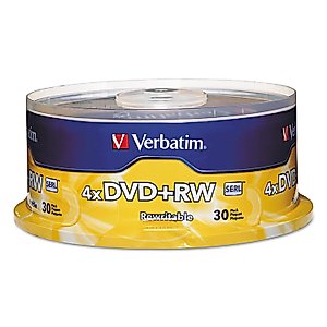 Verbatim DVD+RW Discs 4.7GB 4x Spindle 30/Pack VER94834