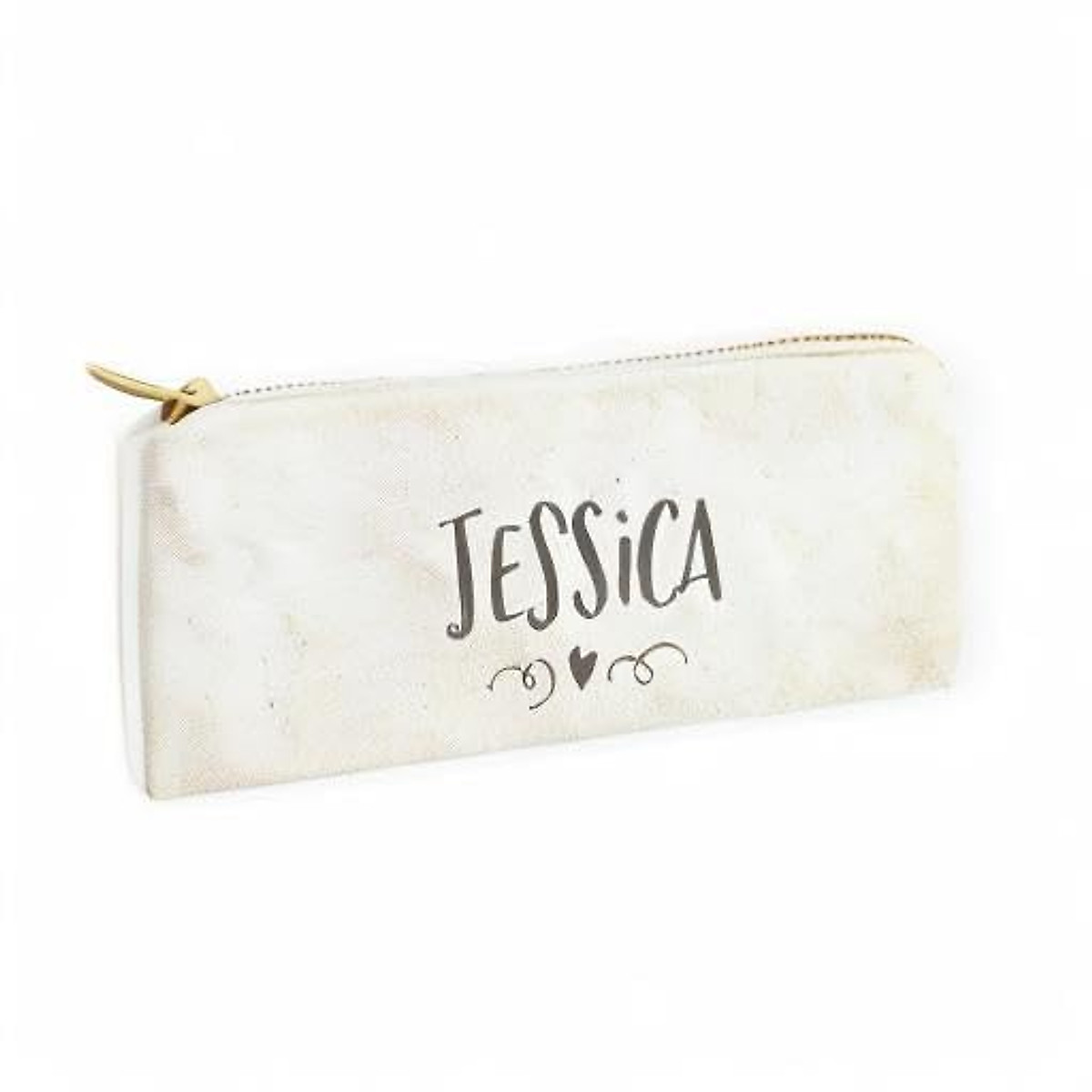 The Cotton & Canvas Co. Personalized Name with Mini Heart Pencil Case, Cosmetic Case and Travel Pouch for Office and Back to School