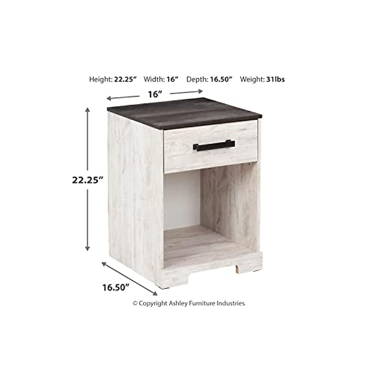 Signature Design by Ashley Shawburn Farmhouse 1 Drawer Night Stand, White & Gray