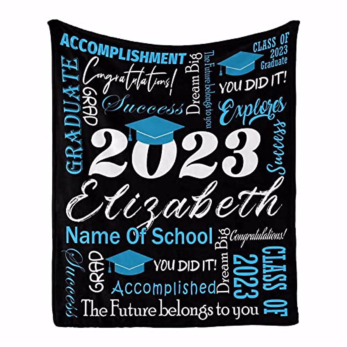 InterestPrint Personalized Graduation Blanket, Custom Graduation Gift for Him Her, College Graduate, High School Class of 2023 for Graduating
