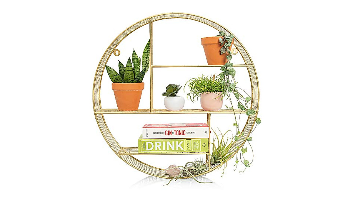 Kimisty Gold Round Wall Shelf - Chic 20" Décor