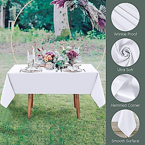 Utopia Kitchen Square Table Cloth 2 Pack [54x54 Inches, White] Tablecloth Machine Washable Fabric Polyester Table Cover for Dining, Buffet Parties, Picnic, Events, Weddings and Restaurants
