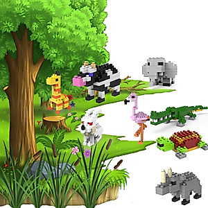 Jellydog Toy Mini Building Blocks Animals,Party Favors for Kids,12 in 1 Stem Toys Building Sets, Assorted Mini Animals Building Blocks Sets for Goodie Bags, Prize,Cake Topper