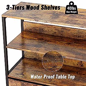 Furologee Brown Vertical Bookcase with Shelves, Bookshelf & Dresser Organizer 3/4 Drawer Dresser for Books, Photos, Decorations in Living Room, Office, Bedroom, Kitchen