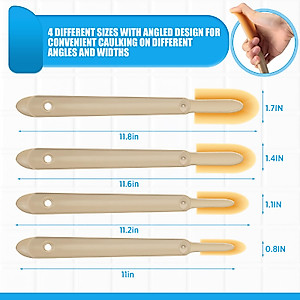 Gisafai 4 Size Set Rubber Caulking Tool Silicone Caulking Caulk Finishing Tool Caulking Kit Caulking Tips Set Caulk Applicator Tool with ABS Handle Grip for Brick Skirting Kitchen Bathroom