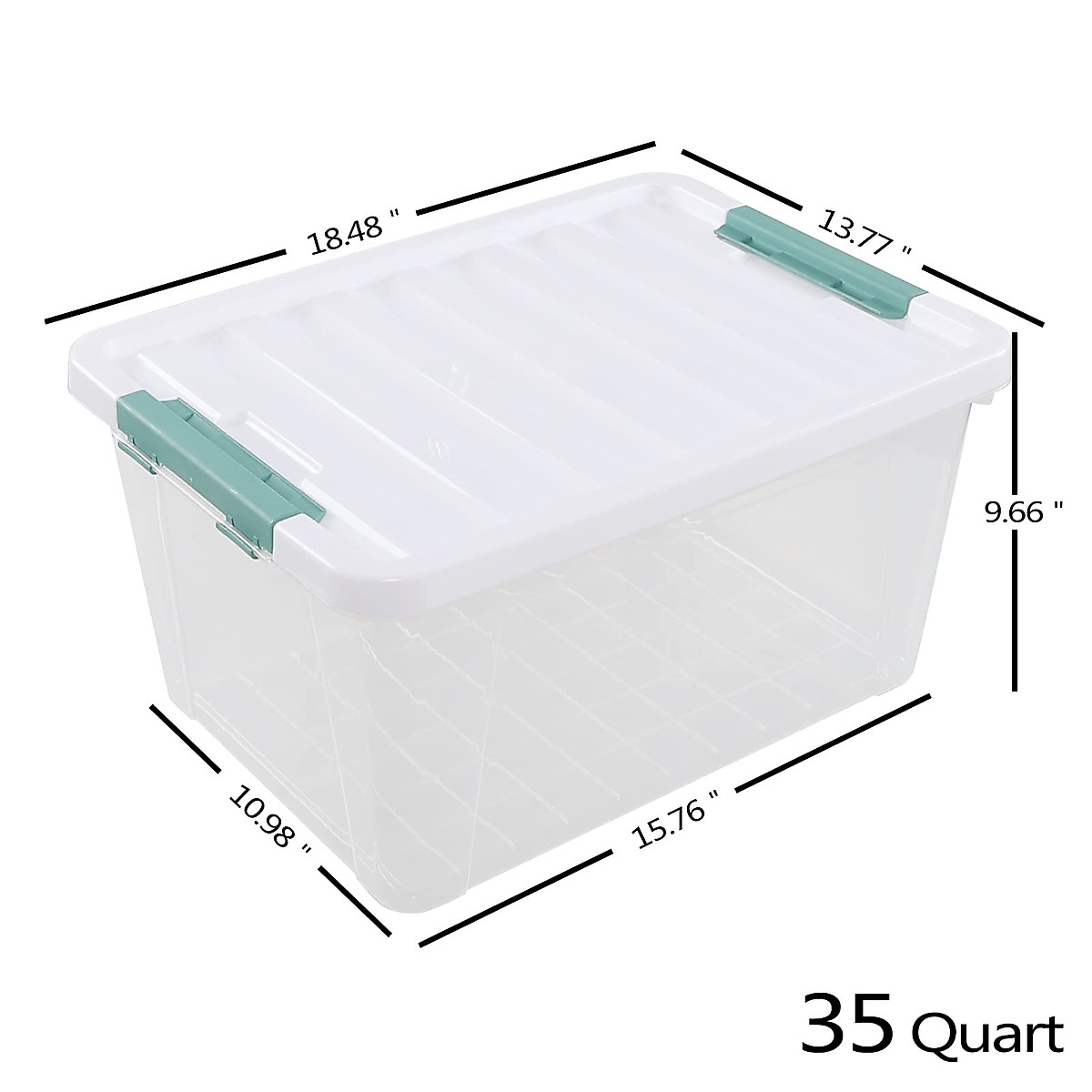 Yuright 6 Pack 35 Quart Latching Bin, Storage Box with Lid, Clear Plastic Storage Tote