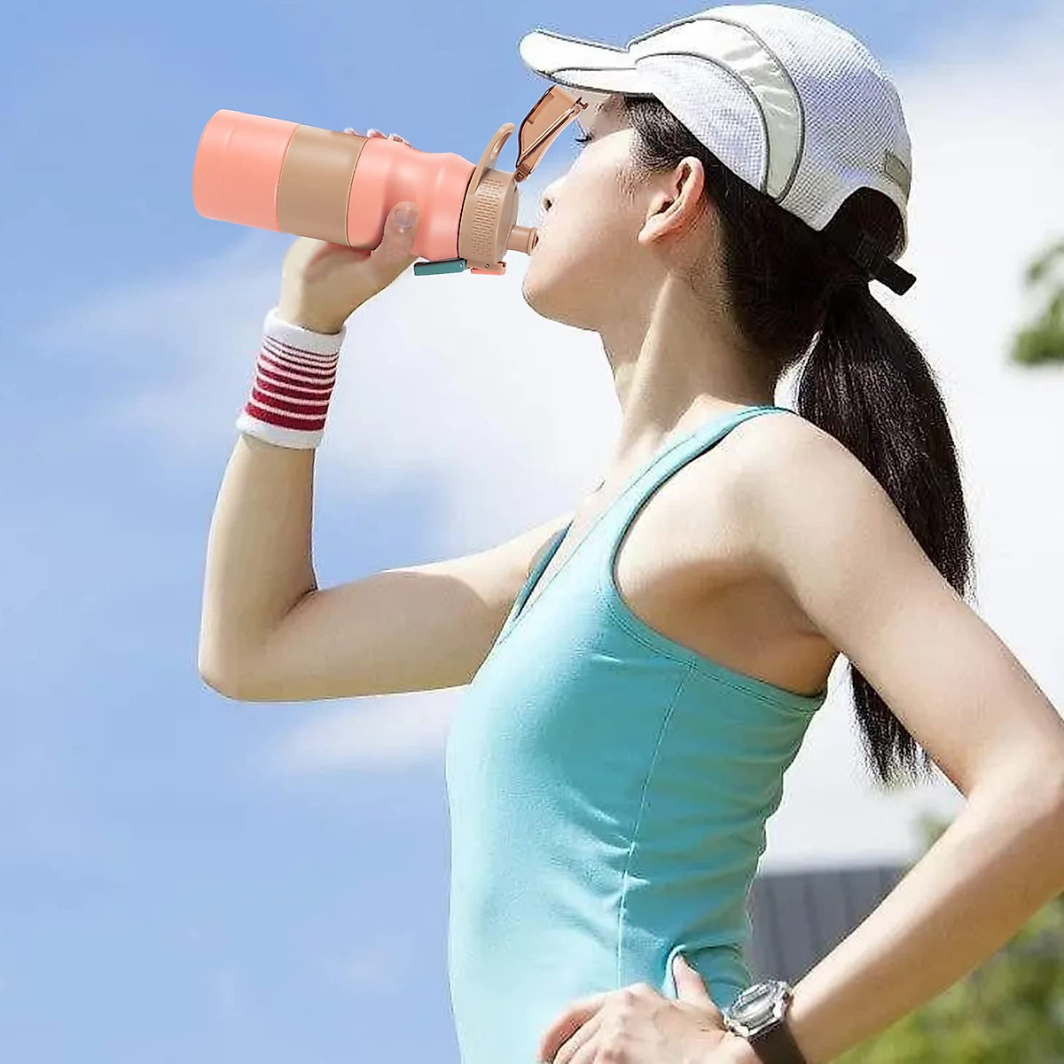 Stainless Steel Insulated Bottle-Vacuum flask Water Bottles Coffee/Juice Cup with Leak Proof Lids,Double Walled Sport Travel Mug with Handle,Keeps Hot and Cold BPA Free 17oz (Pink)