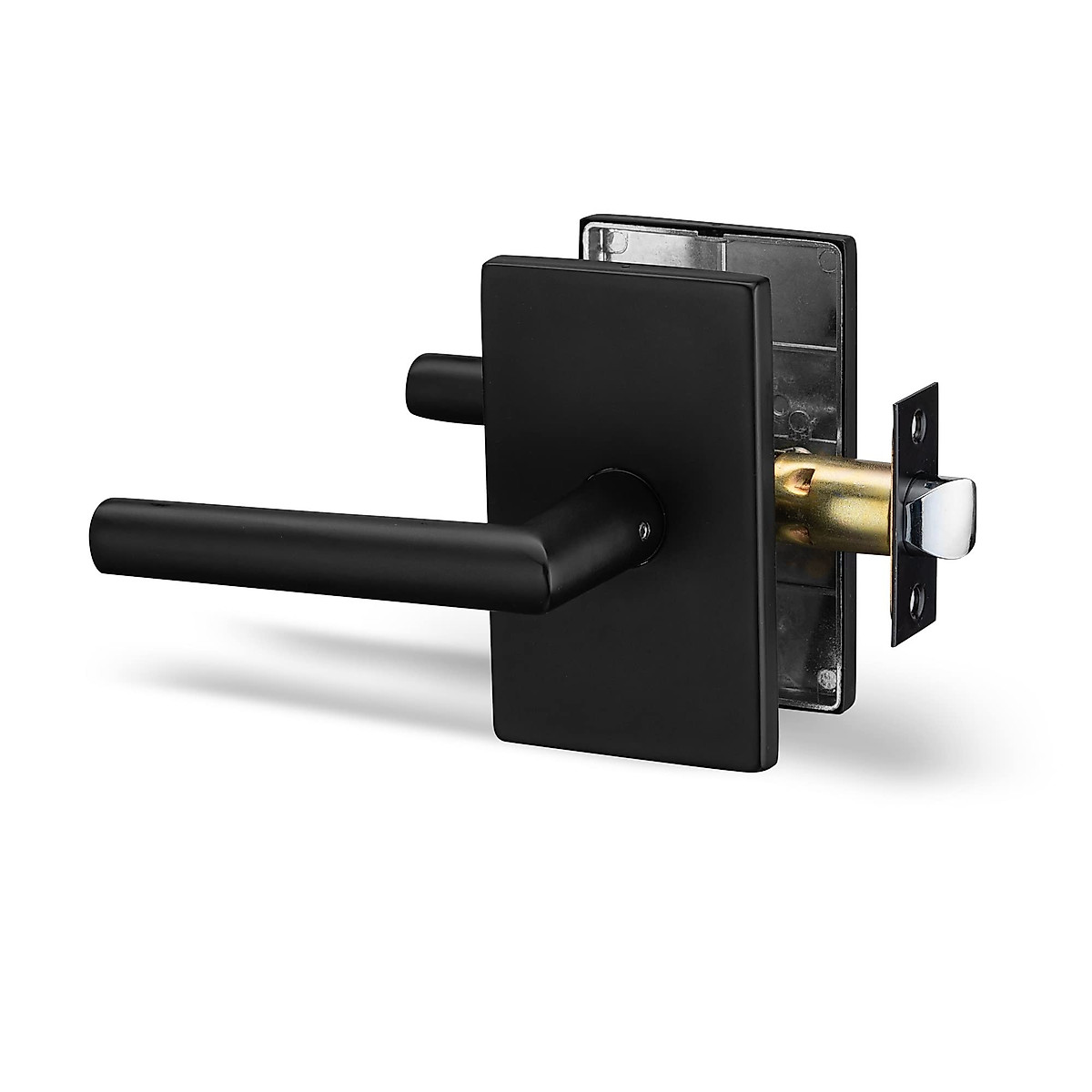 Berlin Modisch Passage Lever Door Handle Designer Series Non-Locking Lever Set [for Hallway or Closet Doors] Reversible for Right & Left Sided Doors Heavy Duty - Iron Black Finish