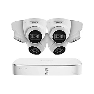Lorex Technology N4K2-86WD 8 Channel 4K Fusion NVR System with Six 4K (8MP) IP Dome Cameras with Listen-in Audio, 130ft Night Vision, Color Night Vision, 6 Dome