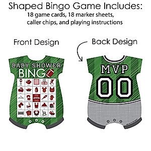 Big Dot of Happiness End Zone - Football - Picture Bingo Cards and Markers - Baby Shower Shaped Bingo Game - Set of 18