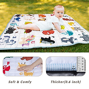 Beavtaens Baby Play Mat, 50x50 Playpen Mat with Super Soft Touch, Activity Mat with Upgraded Anti-Slip Bottom, Machine Washable Crawling Mat for Floor & Picnic (Animal)