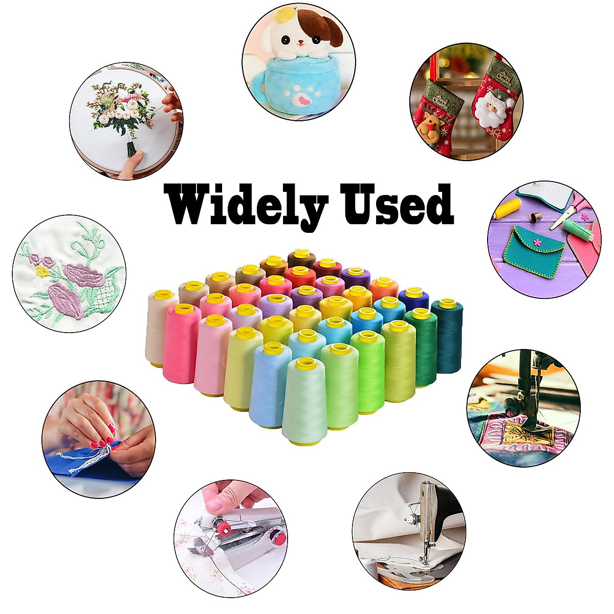 5 Spools Sewing Thread Kit Polyester Sewing Thread Spools, 3000 Yards Each Spool, 40s/2 All-Purpose Connecting Threads for Sewing Machine and Hand Repair Works - Set A