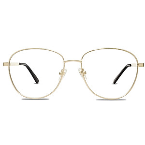 SOJOS Oversized Aviator Blue Light Blocking Glasses for Women Men, Metal Frame Clear Lens Eyeglasses SJ5098, Gold Frame/Anti-Blue Light Lens