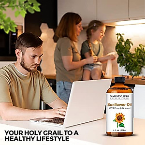 MAJESTIC PURE Sunflower Essential Oil | 100% Pure and Natural Sunflower Oil | Premium Grade Essential Oils for Hair Care, Home Diffusers, Skin, Aromatherapy, Massage and Humidifiers | 4 Fl Oz