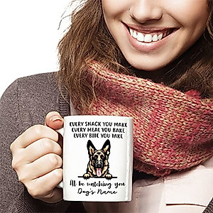 Personalized German Shepherd Coffee Mug, Every Snack You Make I'll Be Watching You, Customized Dog Mugs for Mom Dad, Gifts for Dog Lover, Mothers Day, Fathers Day, Birthday Presents