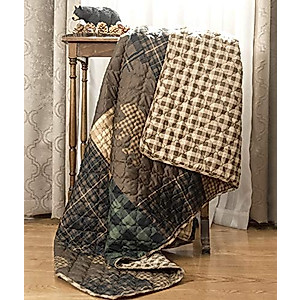Donna Sharp Throw Blanket - Brown Bear Cabin Lodge Decorative Throw Blanket with Square Patchwork
