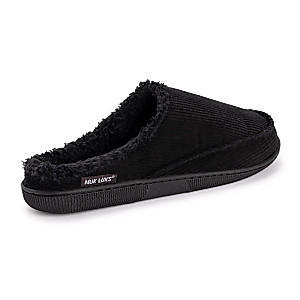 MUK LUKS Men's Corduroy Clogs Slipper, Black, 12