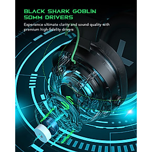 Black Shark Gaming Headset with Noise Canceling Cardioid Mic, Gaming Headsets for PC, PS4, PS5, Xbox, Switch, 50mm Dynamic Drivers, Over-Ear Gaming Headphones with Microphone & LED Light