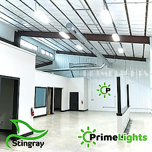 PrimeLights LED 4' ft, Shop Light 120W 21,600 Lumen 120/277v 5000K Day Garage Warehouse Shop Metal BLDG Light Fixture 120° Beam Angle Stingray 6 (Frosted LED Bulbs)