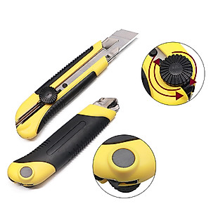 25mm Heavy-Duty Utility Knife, Box Cutter Retract 10pcs SK-5 Blades with Blade Disposal Container, Snap-Off Cutters with Rubber Grip Extended Use forfor Cardboard, Boxes, DIY Crafts