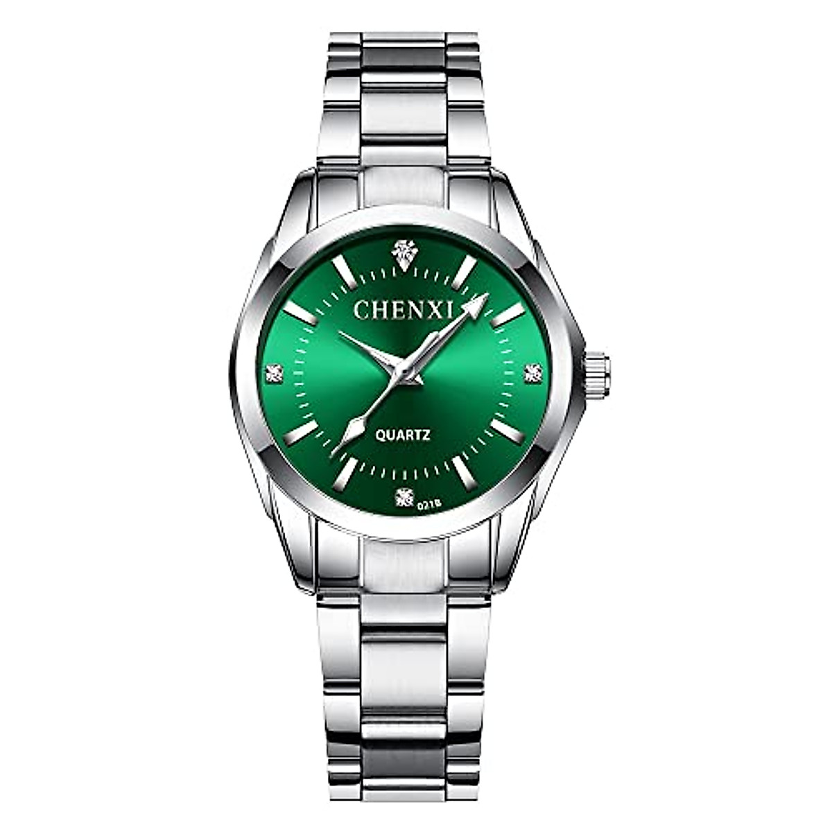 XCZAP Watches for Women Ladies Colorful Dial Simple Girls Stainless Steel Quartz Watch Waterproof Luminous, with Premium Crystal Accented(Green)