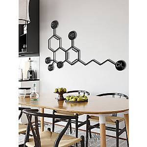 DEKADRON Metal Wall Decor, THC Molecule, Home Living Room Decor, Wall Sign, Metal Wall Art, Interior Decoration, Indoor Outdoor Hangings (60x36cm)