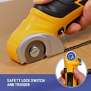 VLOXO Cordless Cardboard Cutter, Electric Scissors for Fabric with Safety Lock, Rotary Cutter Multi-Cutting Tools, Rechargeable Powerful Fabric Cutter for Carpet Leather Felt with Storage Box