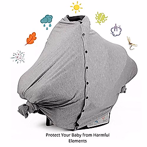 Nursing Cover for Breastfeeding - Multi Use - Nursing Blanket – Poncho Style with Buttons - Stretchy Baby Car Seat Canopy - Nursing Cover Scarf