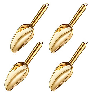 TeamFar Mini Scoop Set of 4, 3 Oz Small Canister Jar Scoops, Gold Candy Utility Scoops Stainless Steel for Scooping Coffee Bean/Sugar/Flour/Spice, Rust Free & Durable, Dishwasher Safe