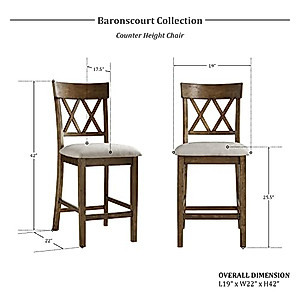 Lexicon Baronscourt Cross Back Counter Height Chair (Set of 2), Light Oak