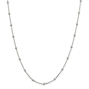 The Black Bow 1.3mm, Sterling Silver Beaded Cable Chain Necklace, 16 Inch