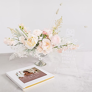 Andaz Press Personalized Quinceañera Guest Book with Gold Accents, Custom Photo White Script 120 Pages 8.5"x8.5" Hard Cover Photo Album for Mis Quince Años XV Sweet 15th Birthday Decorations, 1-Pack