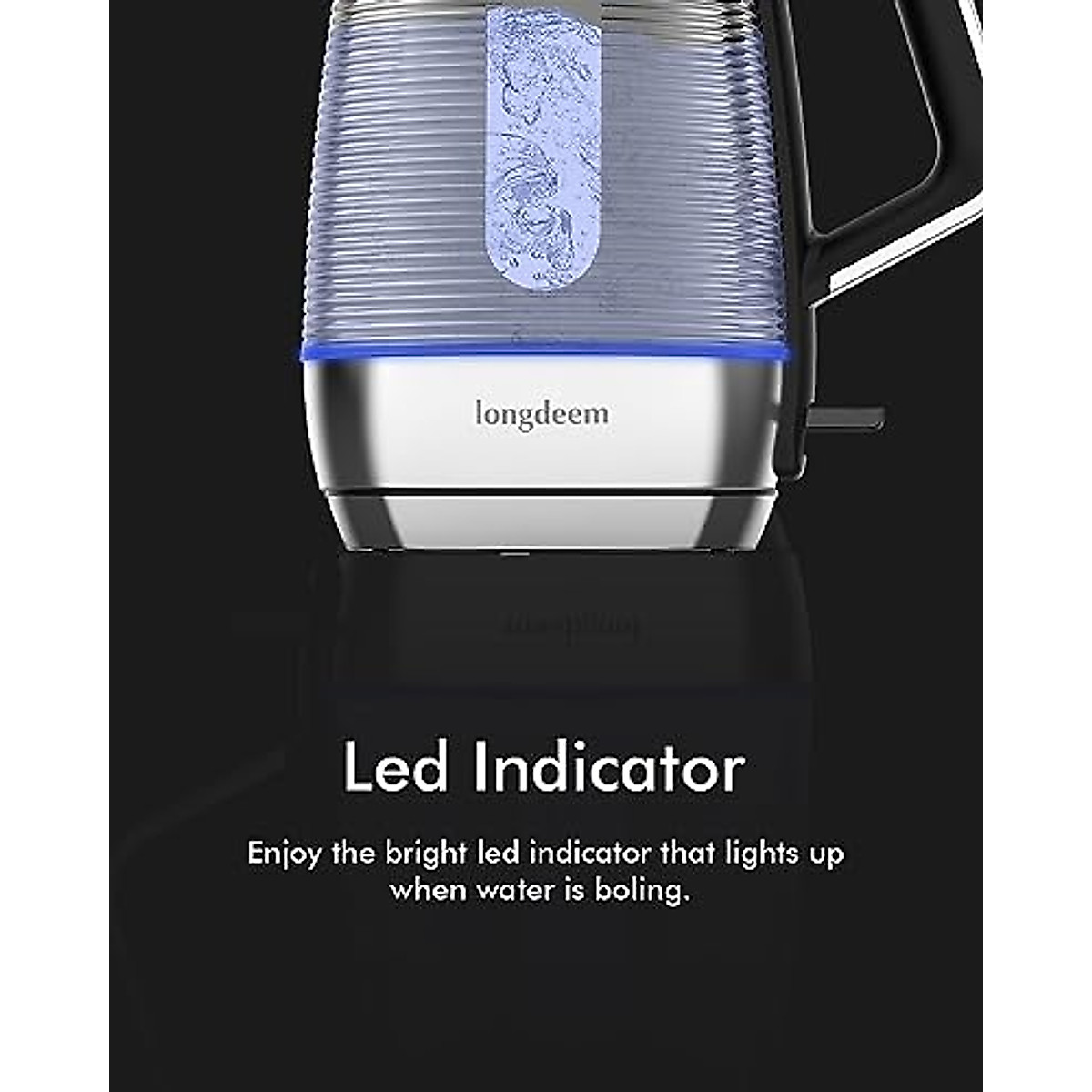 1.5L Double-Walled Cool Touch Electric Tea Kettle, Sleek and Heat-Resistant Glass Body with LED Light Indicator, Wide-Open Lid, BPA-Free, Fast Heating 1500W for Hot Water and Tea, Silver