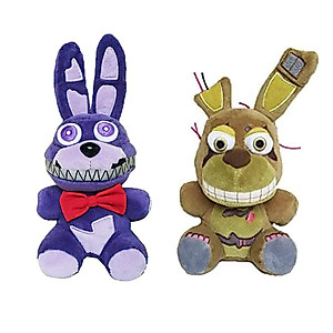 Ktveih Springtrap and Nightmare Bonnie Plush Toy Set Stuffed Animal Doll Fan Made plushies for Boy Girl Plush Gift 2pcs