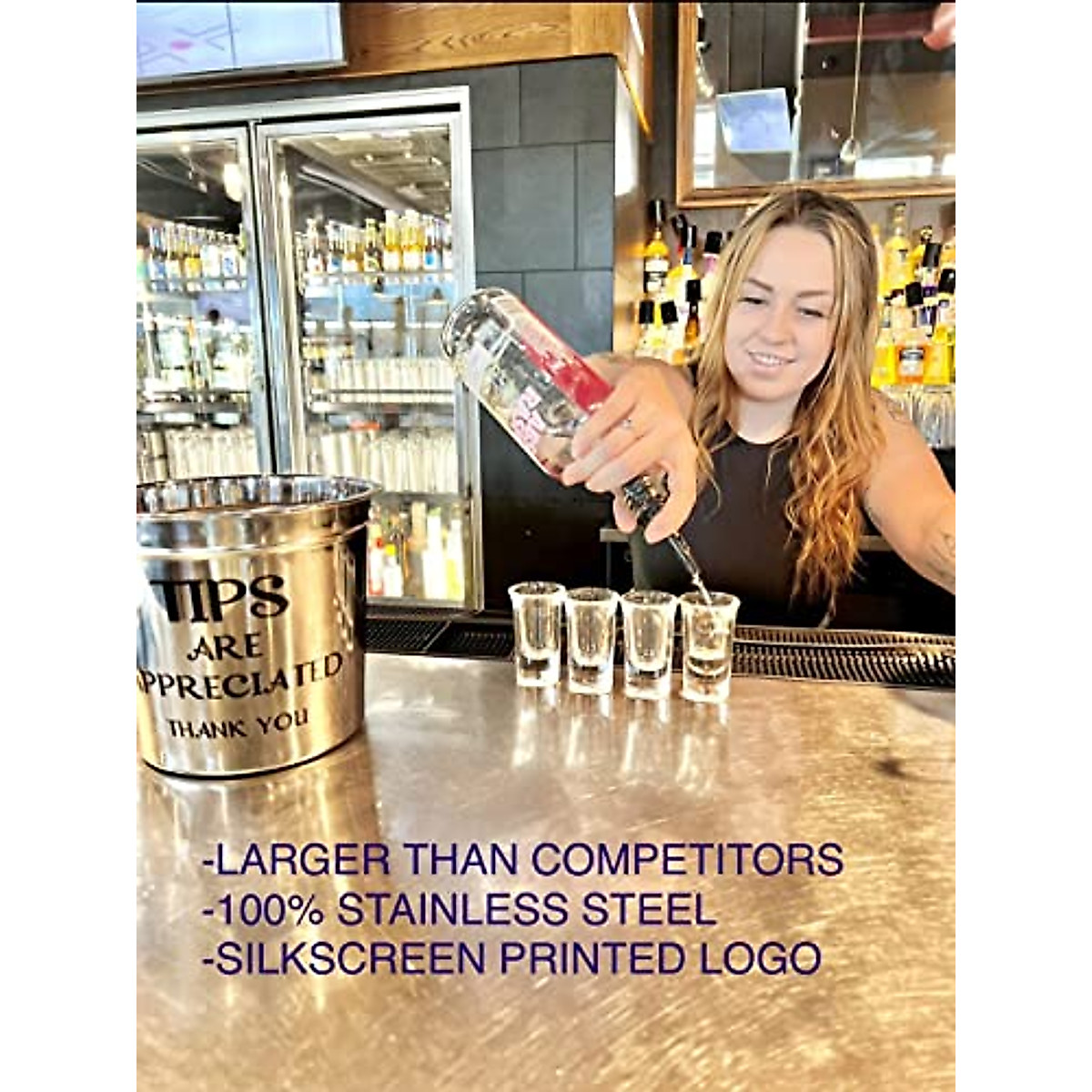 Tip Jar for Bartenders Money, Musicians Tip Jar for Money, Tip Jar for Restaurants, Tip Bucket for Money, Tip Cup for Coffee Shop