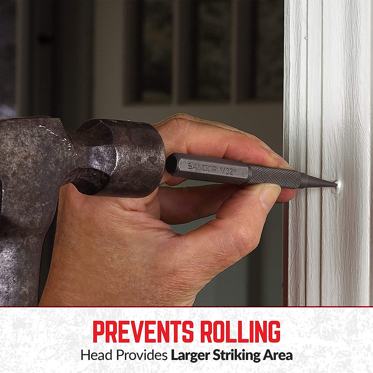 5-Piece Nail Setter Punches and Center Punch Set with Automatic Brass Center Punch and Zipper Case