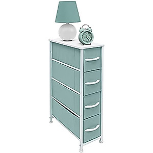 Sorbus Kids Narrow Dresser with 4 Drawers - Vertical Slim Storage Chest of Drawers with Steel Frame, Wood Top & Easy Pull Fabric Bins for Small Spaces, Closets, Bedroom, Bathroom & Laundry