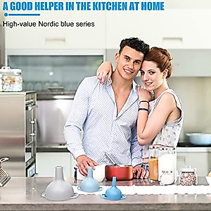 Kitchen Funnels for Filling Bottles,Funnels Set of 3,Oil Funnel,Tough and not Easily Deformed,Suitable for All Kinds of Solid Food and Liquid (Blue)