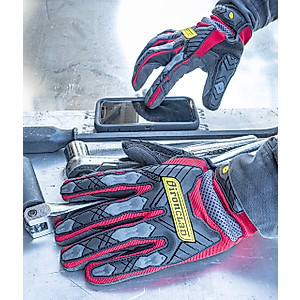 Ironclad Command Impact 360 Cut A6 Work Gloves; Touch Screen Gloves Conductive Palm & Fingers, Impact Protection, Machine Washable, Sized S, M, L, XL, XXL (1 Pair), Red (IEX-MIGR5-04-L)