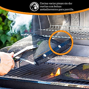 Pigtail Food Flipper Set - 17 & 12 Inch Meat Hooks & Turners With Steel Shafts & Color Coded Handles - Use In Place Of Tongs, Spatula & Meat Fork For BBQ Ribs, Steak, Chicken, Sausage, Vegetables