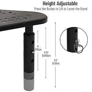 Mind Reader Triangle Monitor Stand, 40lb(18kg) Capacity, Adjustable Height, Ventilated, Metal, 19.5"L x 14.5"W x 5.5"H, Black