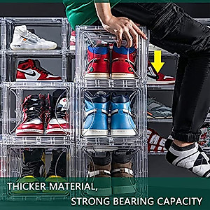 Yimeka Shoe Box, Shoe Organizer Display Case, 3-Pack, Clear Plastic Stackable Front Shoe Container with Clear Door, Shoe Cabinet Closet, Magnetic Side Opening Sneaker Storage (14.6"x8.3 "x10.2")