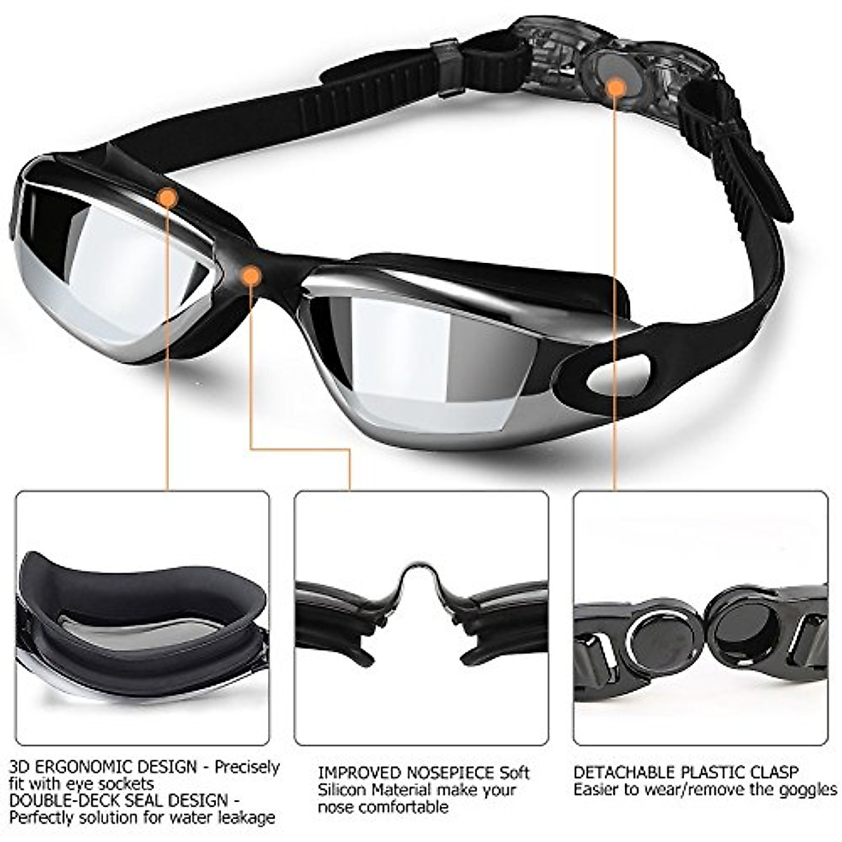 EXP VISION Adult Swim Goggles, Anti Fog Women Swimming Goggles Men No Leaking Triathlon Water Goggles Youth, Summer Pool Glasses Set